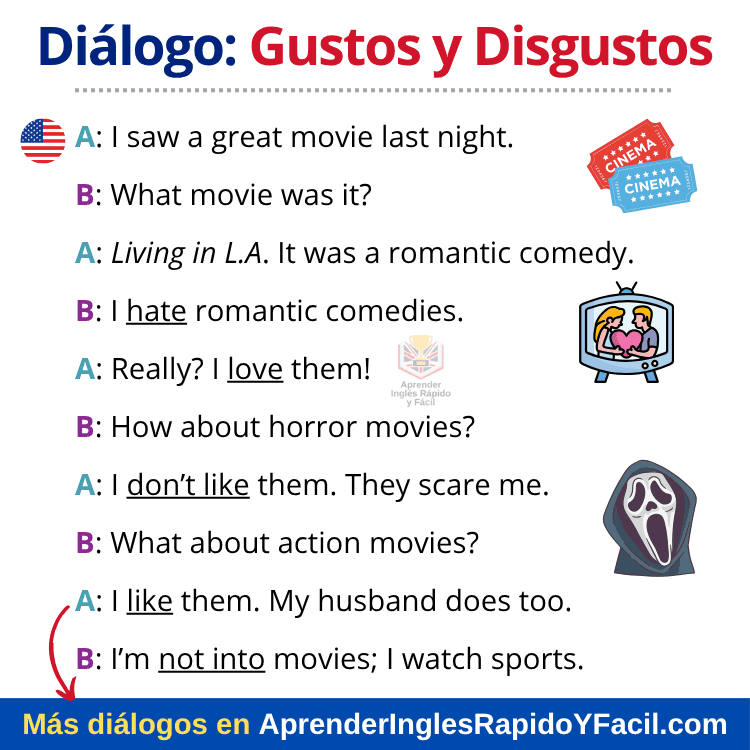 Conversación likes y dislikes en inglés